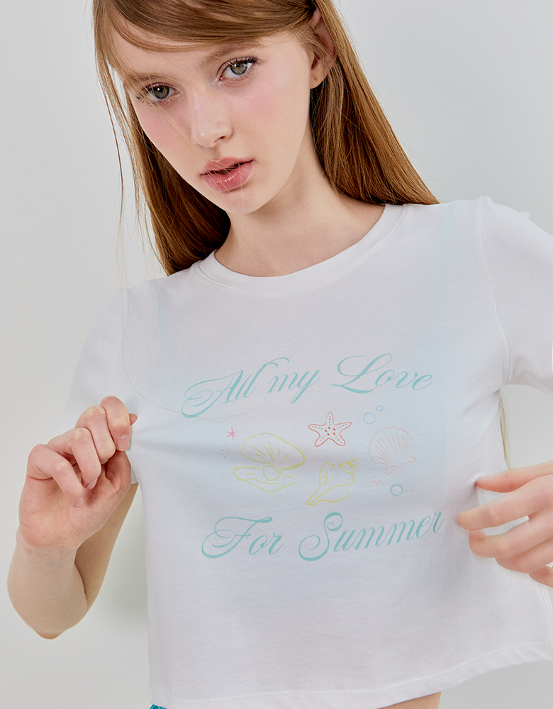 MUSINSA公式 | VIKINI VENDER Love Summer Modal Crop T - White